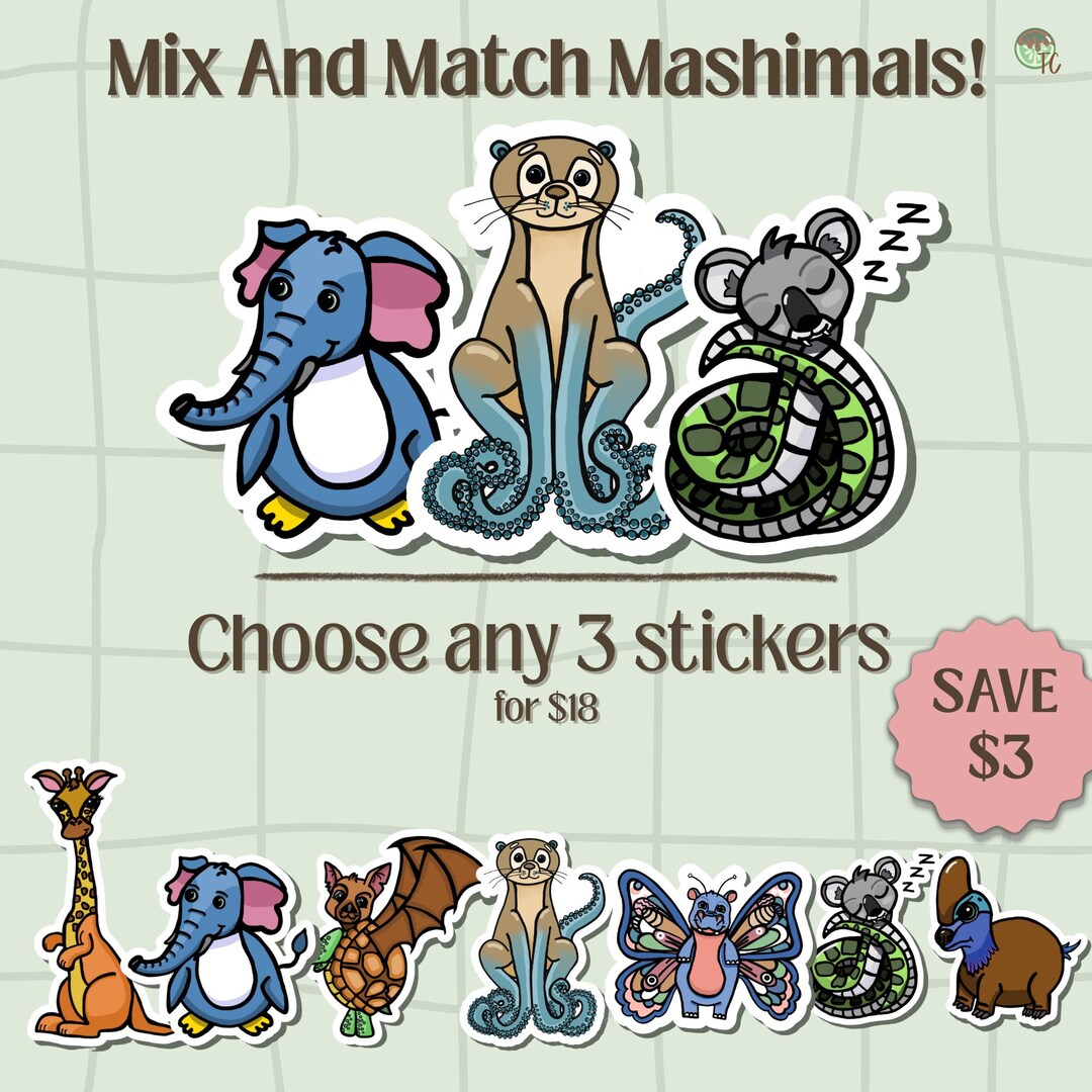 Choose Any 3 Stickers - Mix & Match Mashimal Bundle | Vinyl Waterproof ...