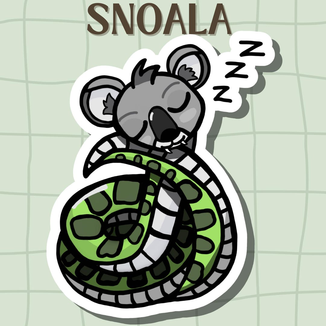Hybrid Animal Waterproof Sticker (snake Koala) | Matte Vinyl Die Cut ...