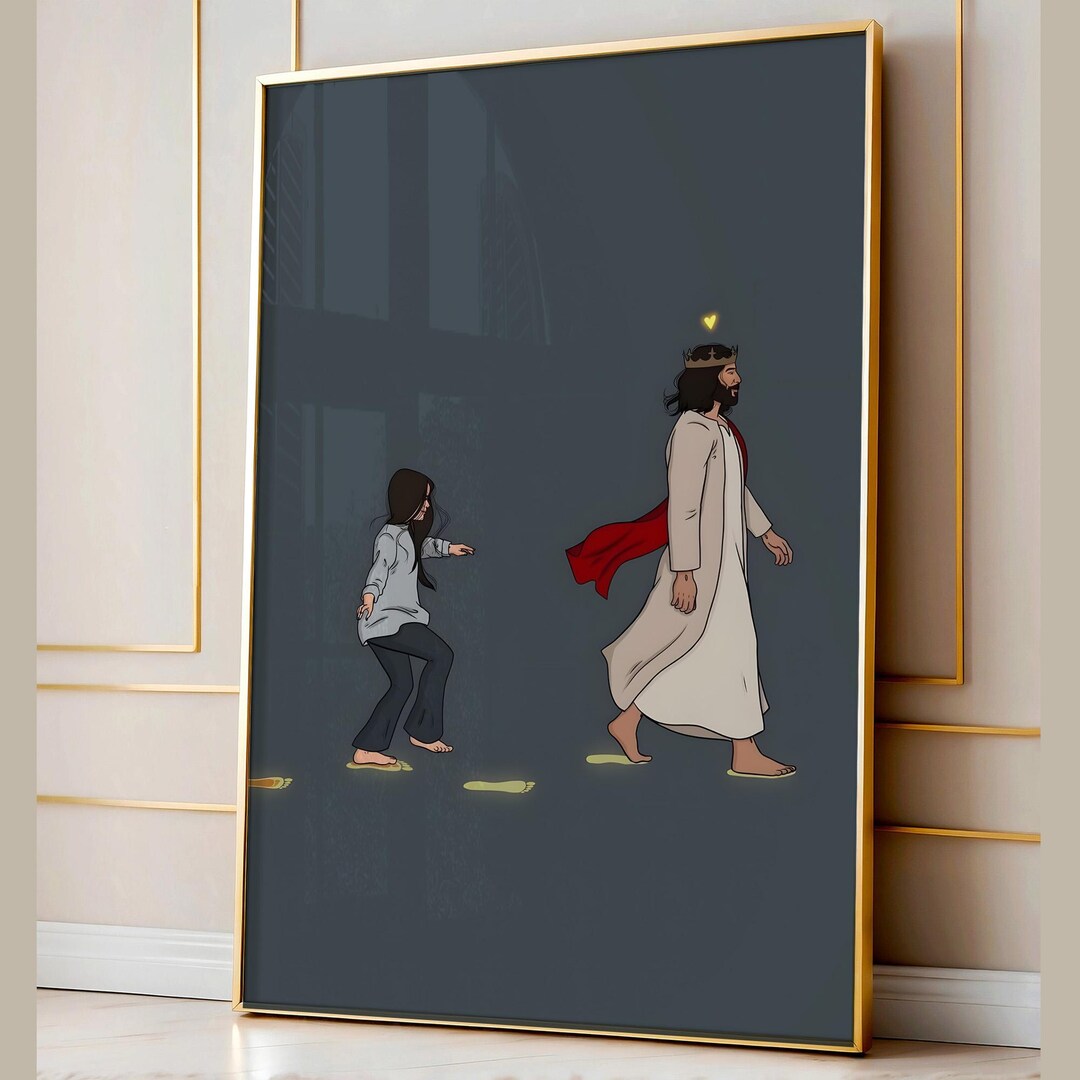 Jesus Leading Christian Wall Art, Modern Faith Poster, Religious Walk ...