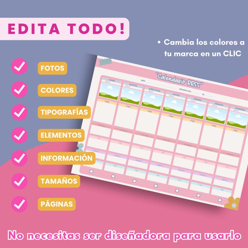 Editable Social Media Content Calendar in Canva | Community Manager ...
