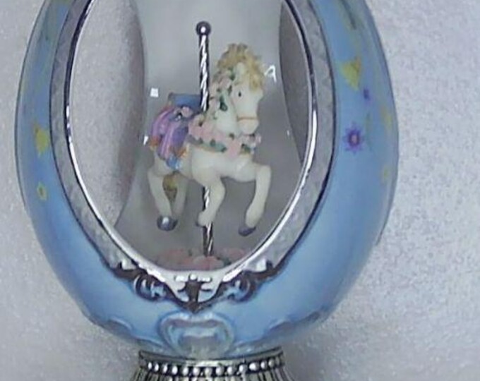 9" Tall Egg W/ Rotating Carousel Horse & Wind-up Music Box Plays ...