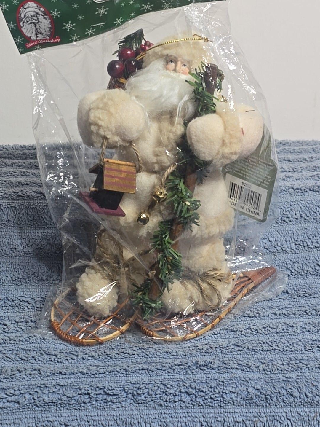Vtg 8" Fleece Plush SNOWSHOE SANTA Bird House FIGURINE Ornament - Etsy
