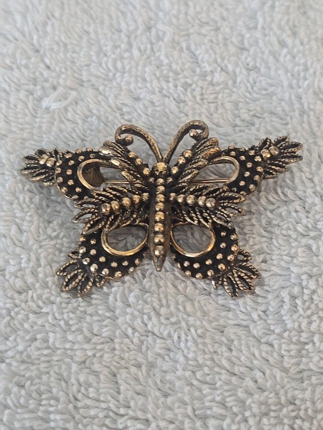 Vintage Gold Tone Signed Hedy Filigree Butterfly Luna Moth Pin 2.5 Inch ...