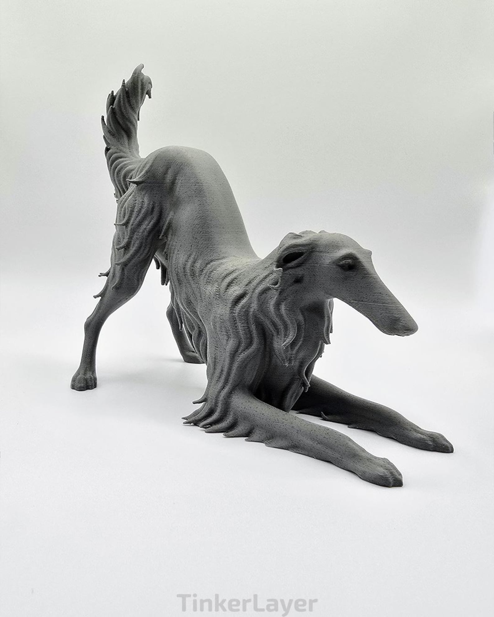 3D Printed Borzoi Statue, Playful Sighthound Sculpture, Borzoi Decor ...