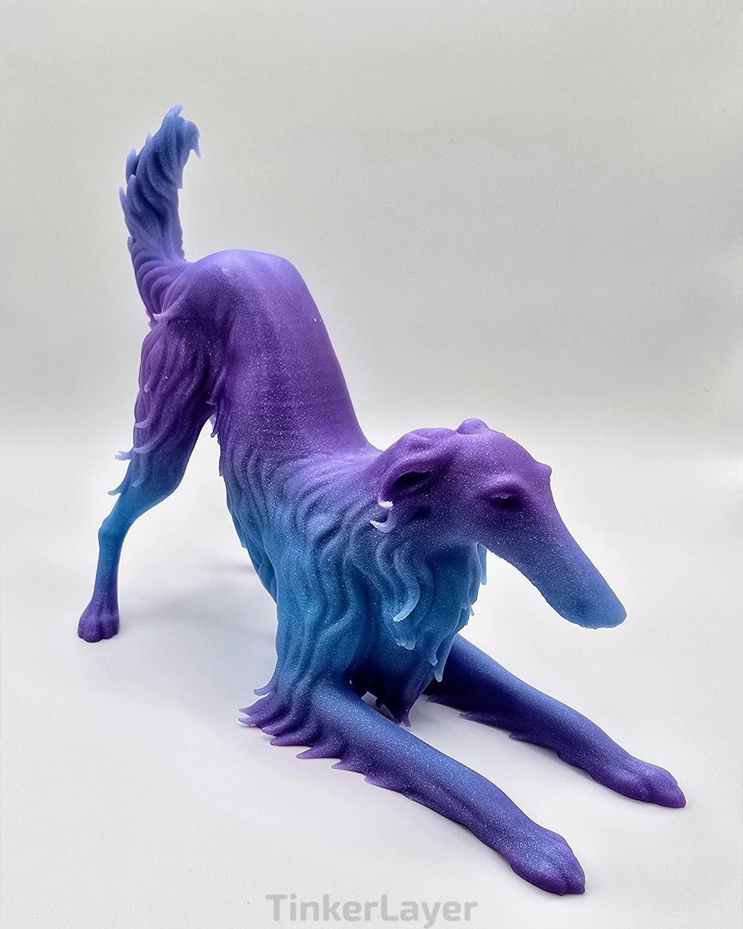 3D Printed Borzoi Statue, Playful Sighthound Sculpture, Borzoi Decor ...