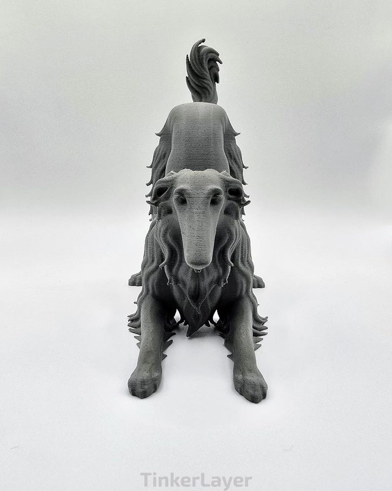3D Printed Borzoi Statue, Playful Sighthound Sculpture, Borzoi Decor ...