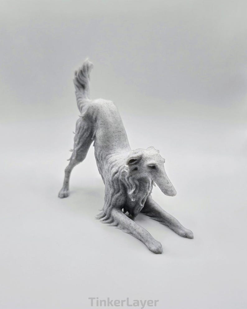 3D Printed Borzoi Statue, Playful Sighthound Sculpture, Borzoi Decor ...