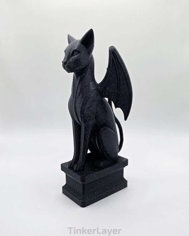 3D Printed Cat Gargoyle Statue, Gothic Home Decor, Small Fantasy ...