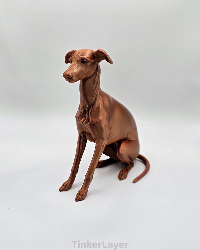 3D Printed Sitting Whippet Greyhound Dog Statue, Minimalist Sighthound ...