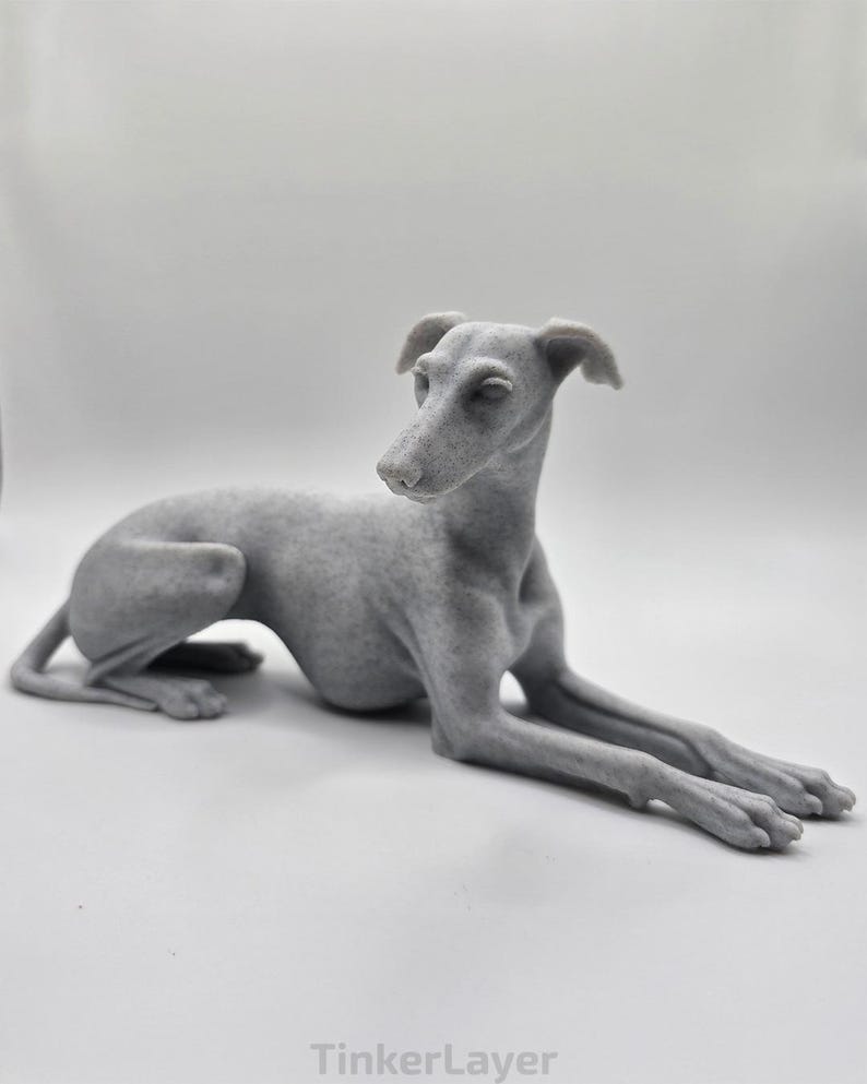 3D Printed Greyhound Statue, Laying Sighthound Dog Sculpture, Whippet ...
