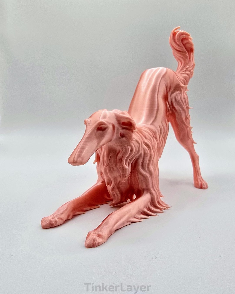 3D Printed Borzoi Statue, Playful Sighthound Sculpture, Borzoi Decor ...