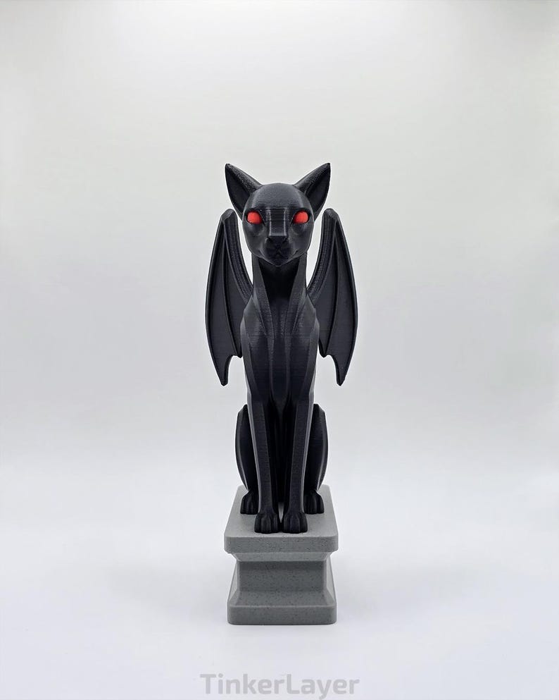3D Printed Cat Gargoyle Statue, Gothic Home Decor, Small Fantasy ...