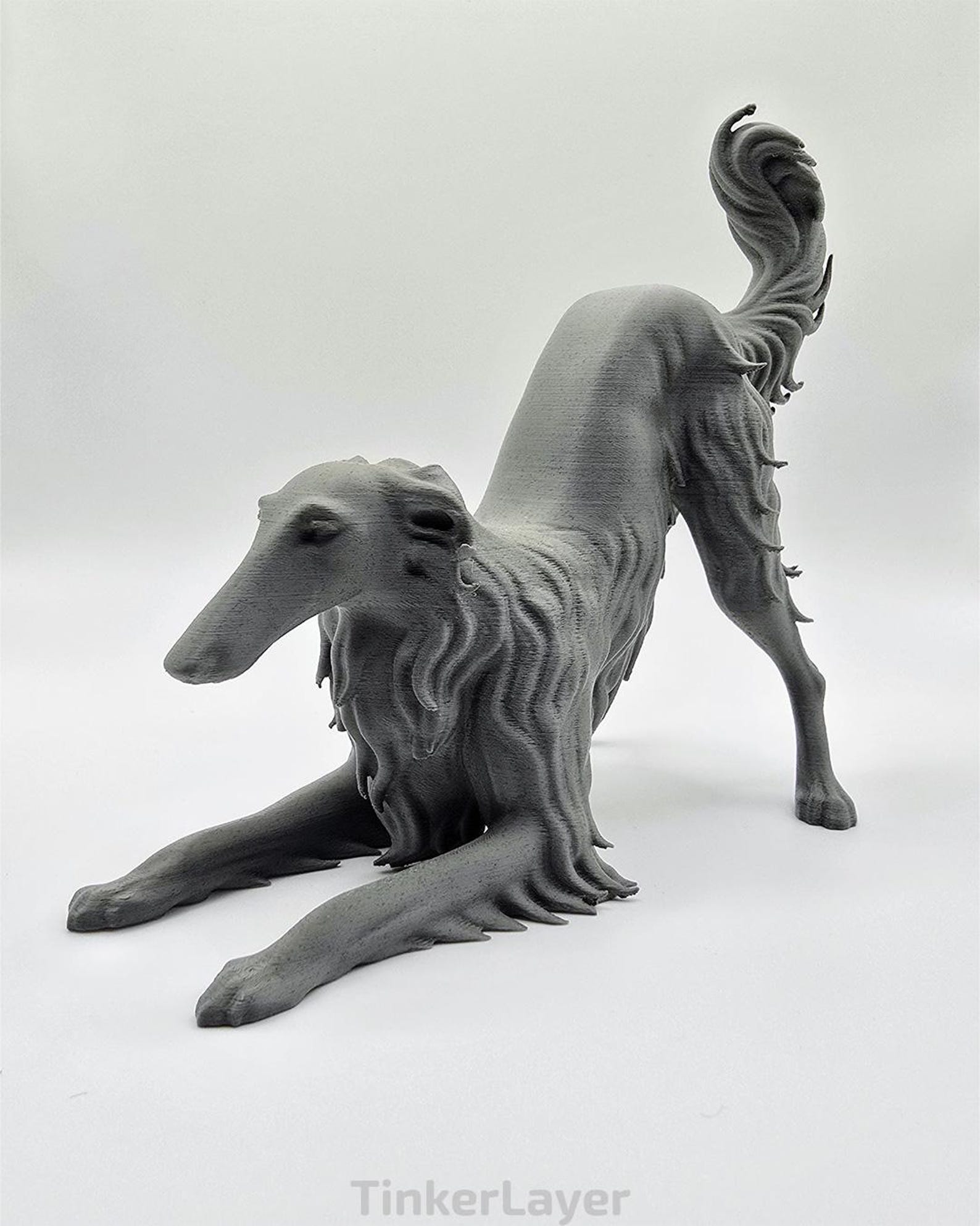 3D Printed Borzoi Statue, Playful Sighthound Sculpture, Borzoi Decor ...