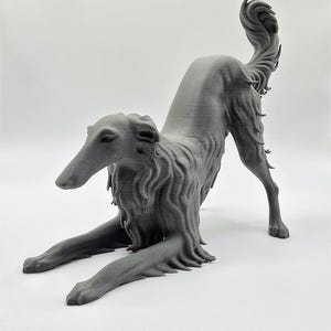 3D Printed Borzoi Statue, Playful Sighthound Sculpture, Borzoi Decor ...