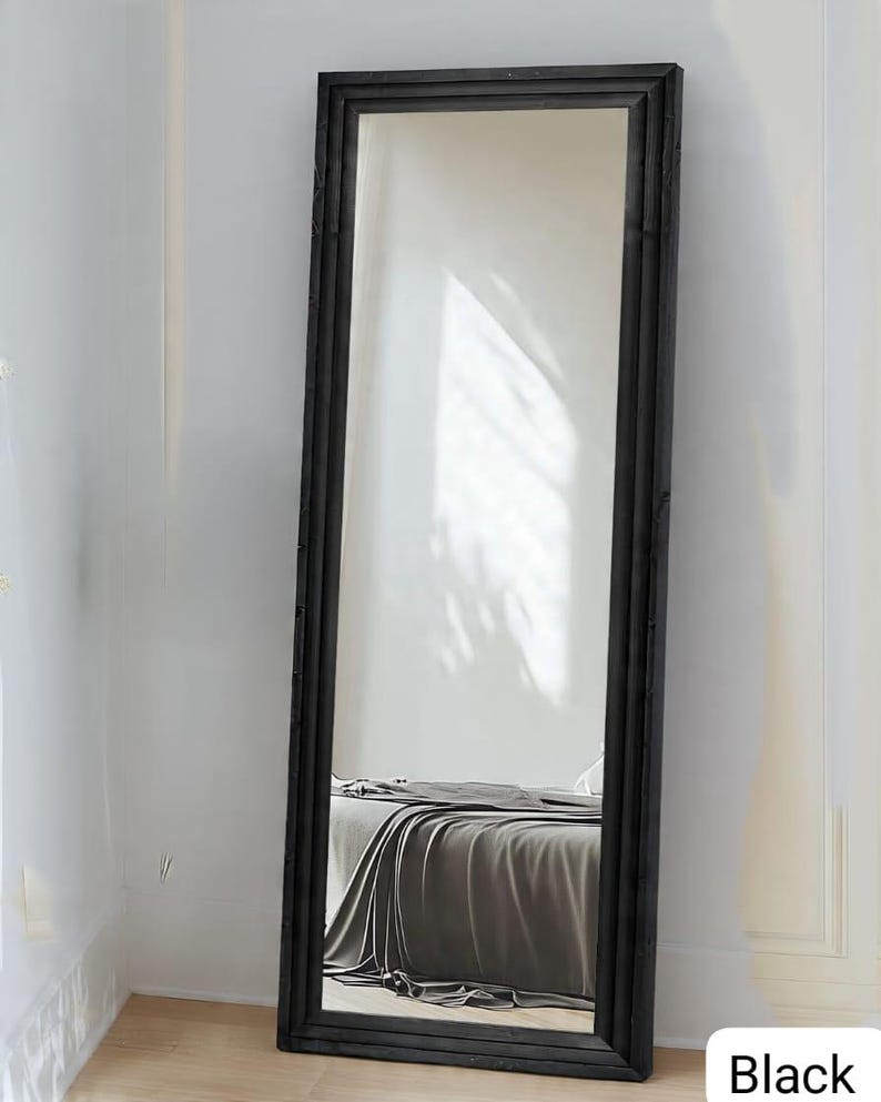 65" X 22" Full Length Mirror With Stand – Solid Wood Frame, Large Floor ...