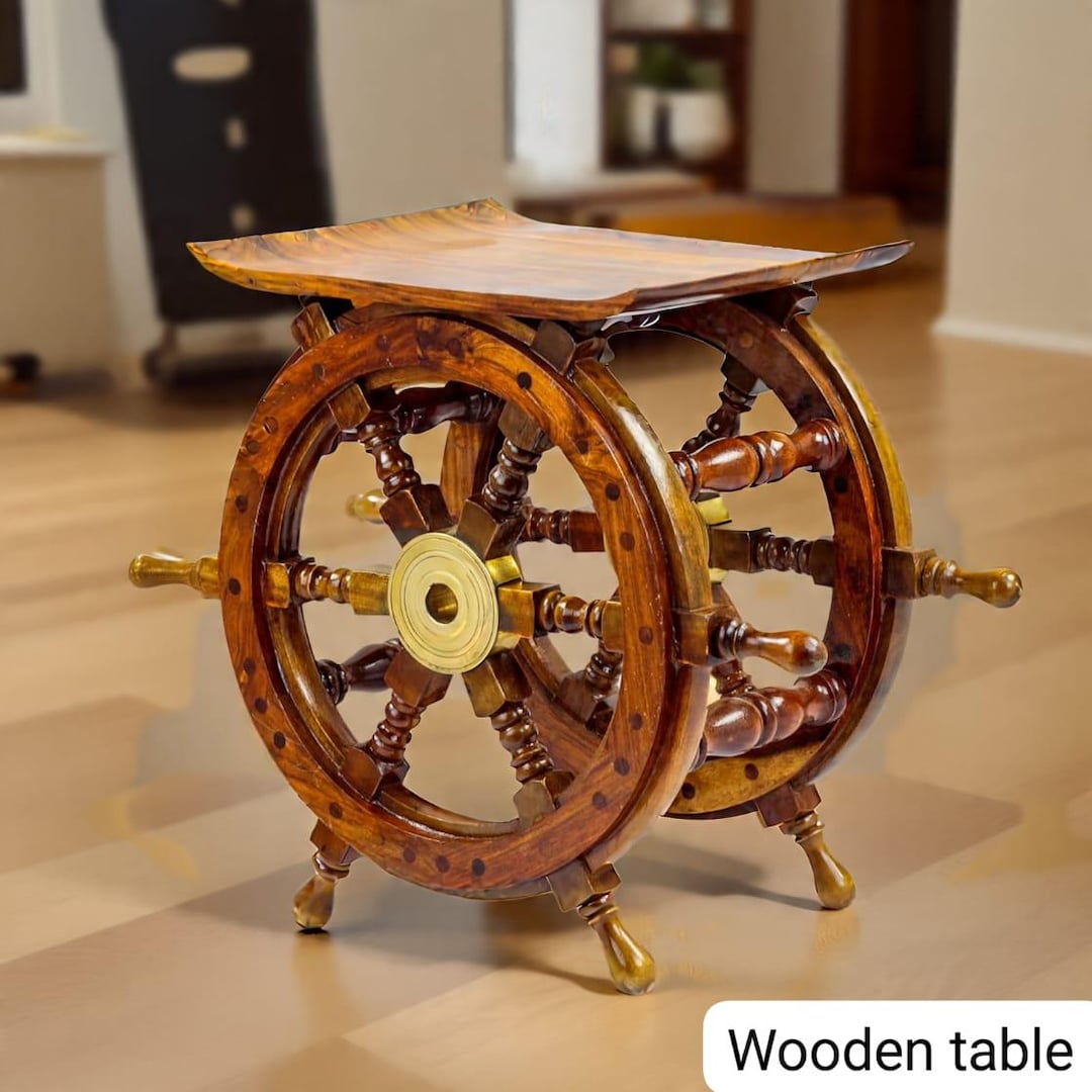 16" Wooden Ship Wheel Table Decor - Etsy