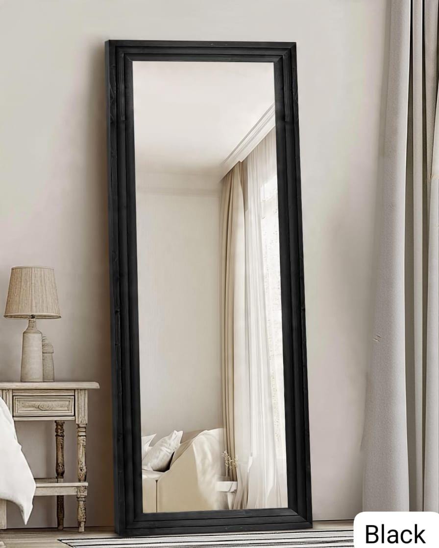 65" X 22" Full Length Mirror With Stand – Solid Wood Frame, Large Floor ...