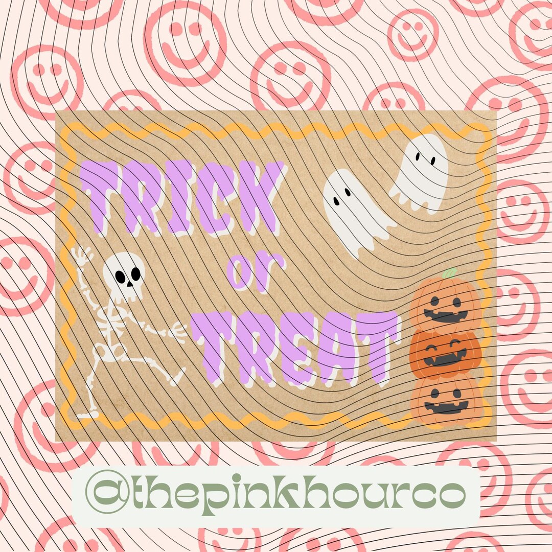 Trick or Treat Halloween Banner Mock up | Retro Halloween Wall Art ...