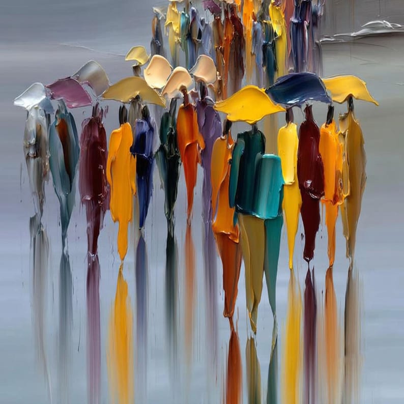 Palette Knife Oil Painting, Abstract People, Impasto Home Decor - Etsy