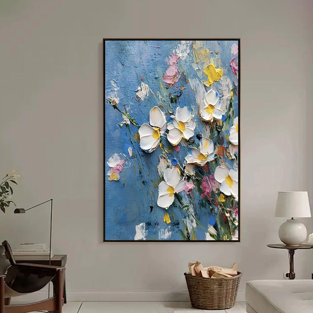 Abstract Texture Flower Oil Painting on Canvas, Origina 3D Floral ...