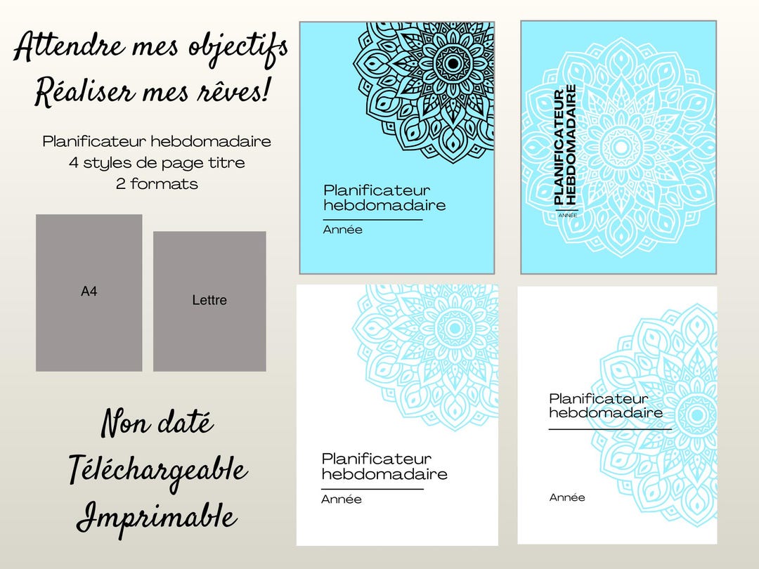 Undated Printable Weekly Planner | Goals & Productivity Planner | 52 ...