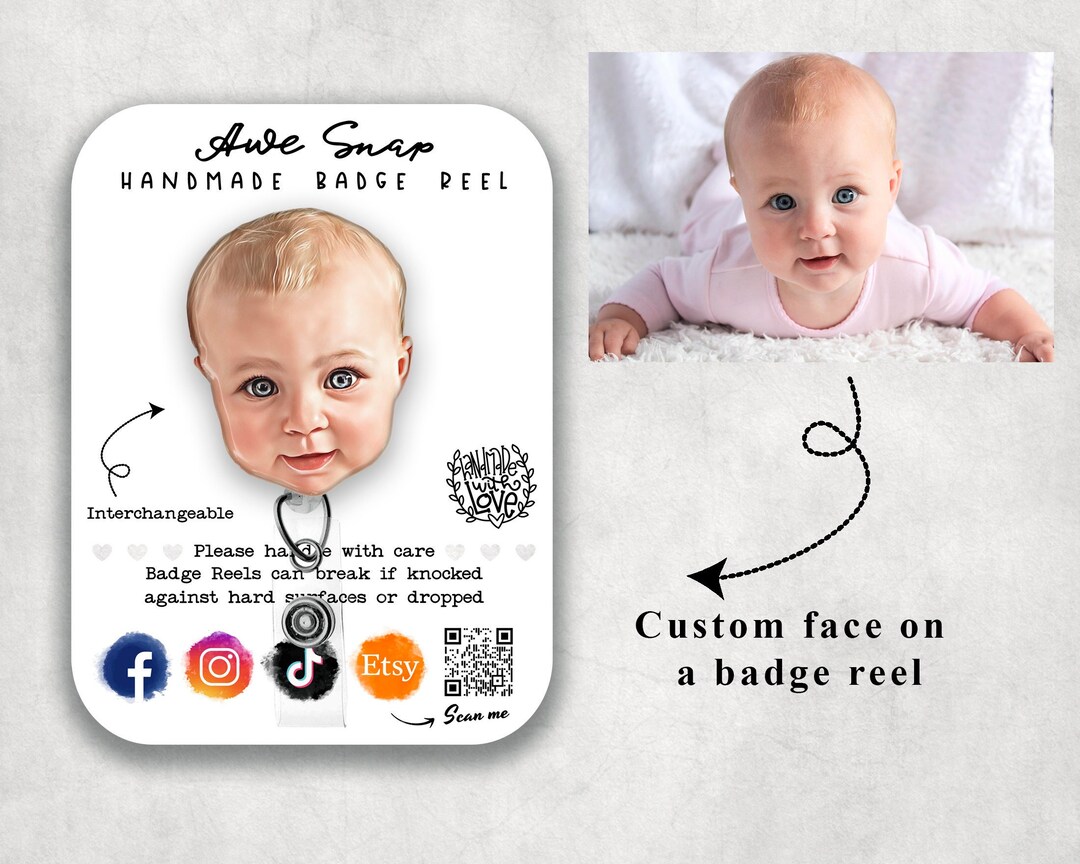 Face Badge Reel, Custom Badge Reel, Big Head Badge Reel, Babyface ...