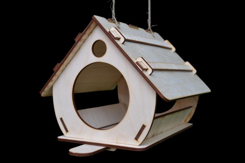 Wooden Bird Feeder CNC Laser Cut Files | Hanging Birdhouse Plan ...