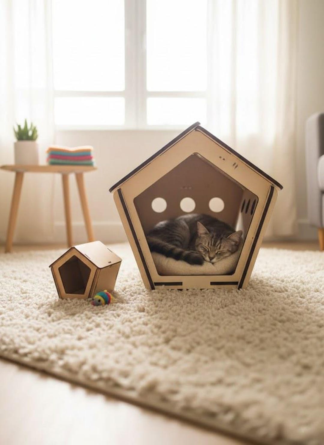 Laser Cut Wooden Dog & Cat House | Cnc Laser Files | Dxf, Svg, AI, Pdf ...