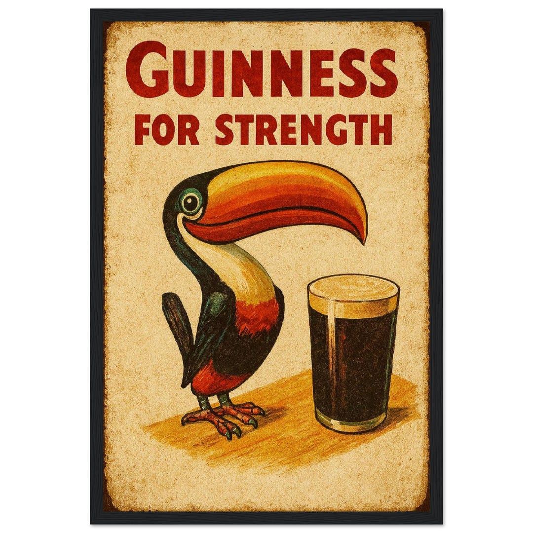 Guinness Poster Vintage Wall Art | Irish Pub Framed Decor | for Home ...