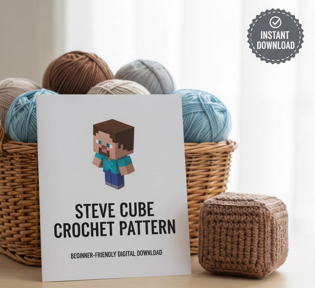 Crochet Pattern: Steve Minecraft Cube Amigurumi | 3.5" Plush Block ...
