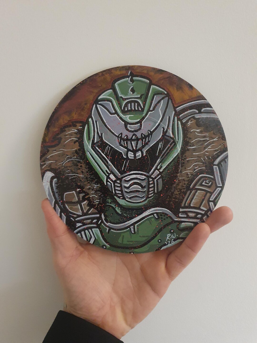 Unframed Doom the Dark Ages Doom Slayer Hand Painted 7" Vinyl Record - Etsy