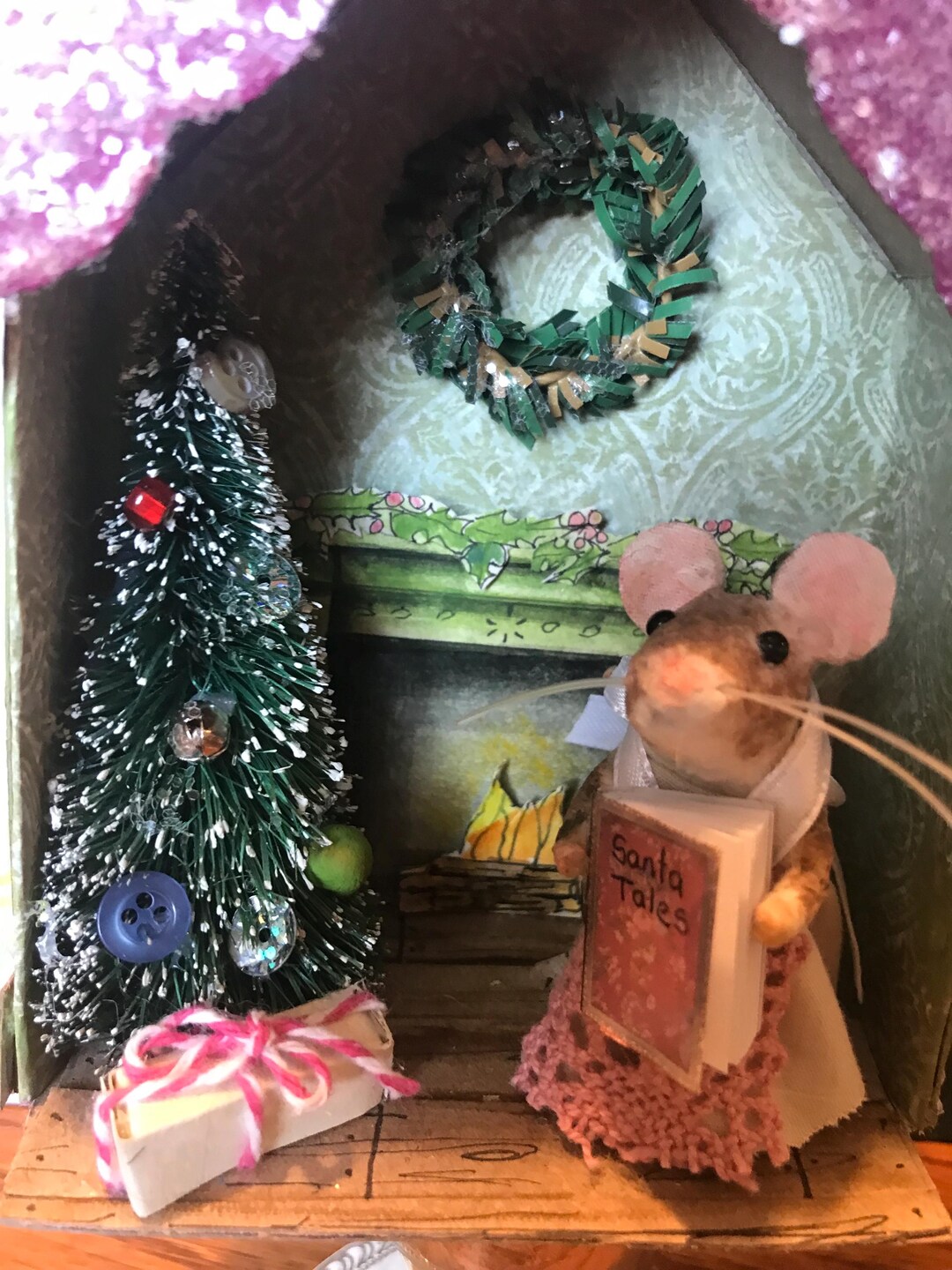 Spun Cotton Mouse in Her House - Etsy