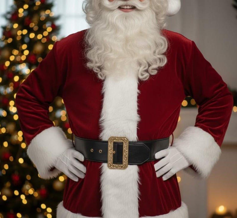 Burgundy Velvet Santa Claus Costume for Men Christmas Outfit With Belt ...