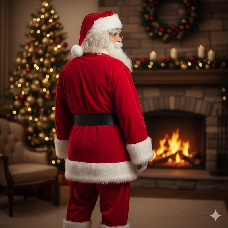 Handmade Red Velvet Santa Suit With White Faux Fur Trim. Classic ...