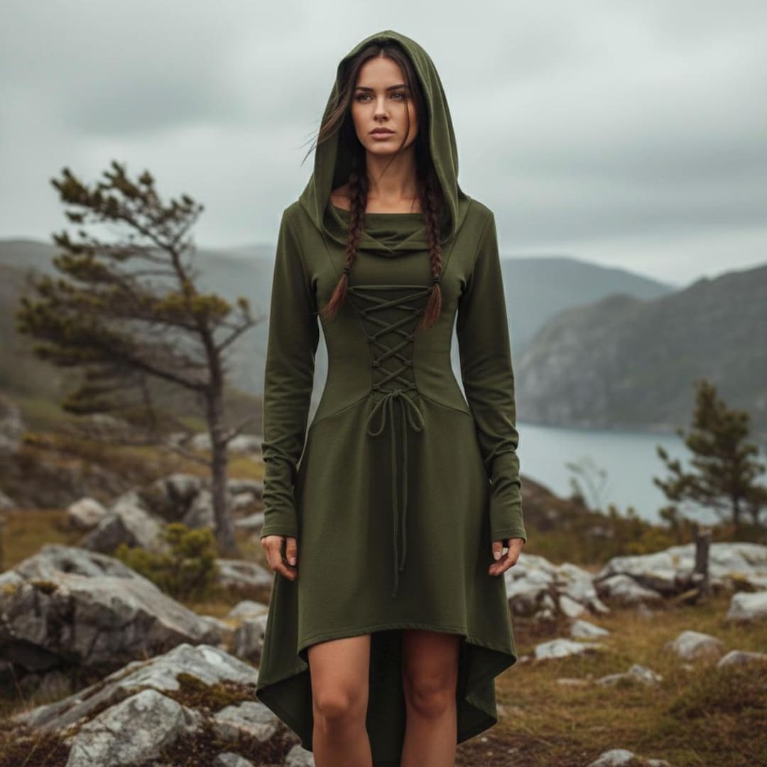 Medieval Hooded Ranger Dress – Elven Assassin Cape Robe, Gothic ...