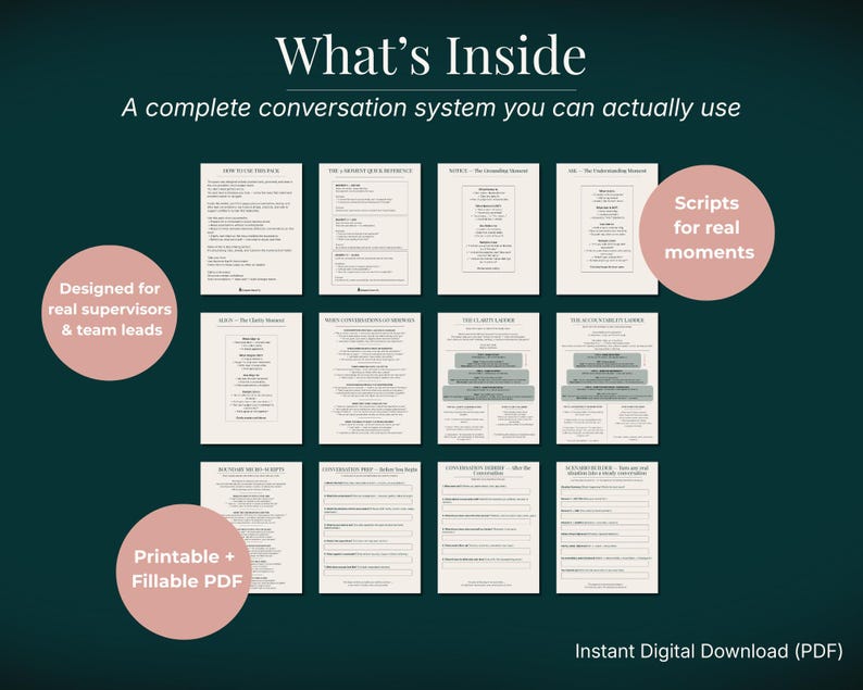Conversation Mastery Pack | Printable and Fillable Leadership Toolkit ...