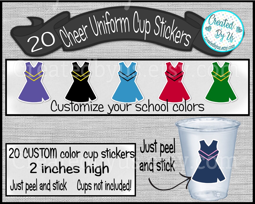 Cheerleading Party Cup Stickers Cheer Uniform Cup Stickers Cheer Party ...