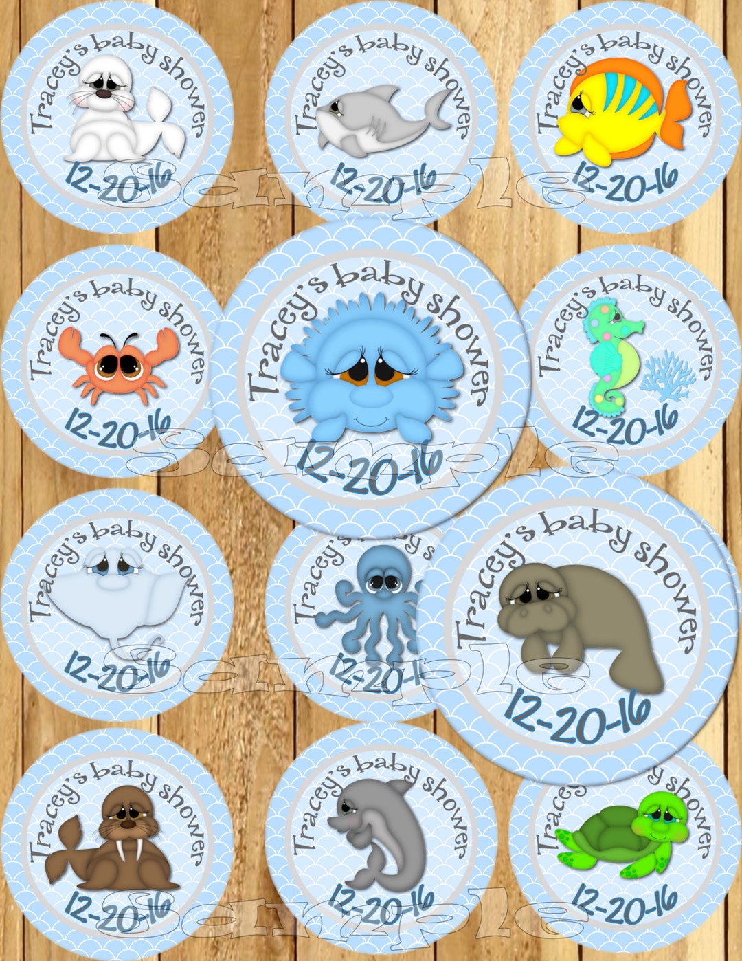 Baby Boy Under the Sea Stickers Beach Party Favor Tags Thank You Tags ...