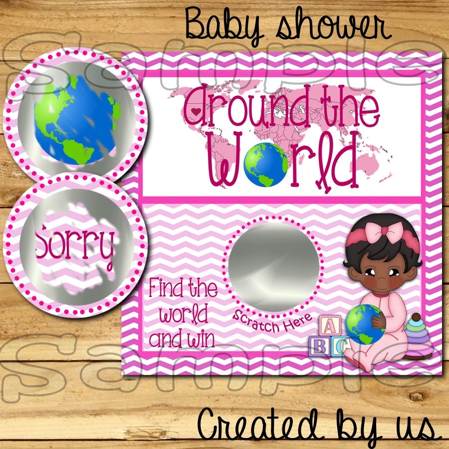 Around the World Scratch off Cards Baby Girl Shower Game | Etsy