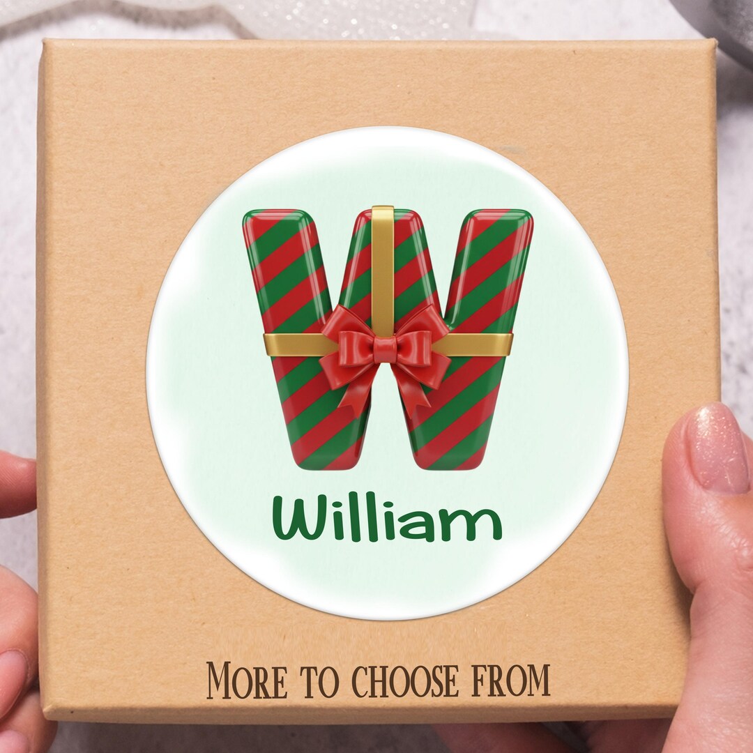 Gift Tag Stickers, Personalized Christmas Stickers, Initial Christmas ...