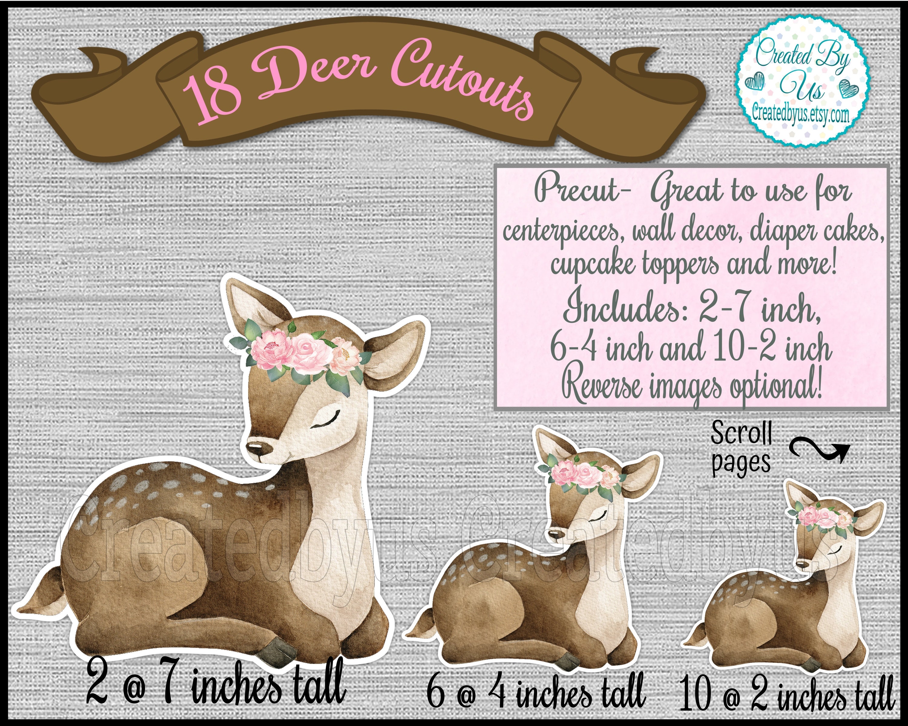 Girl Baby Deer Cutouts Party Decorations Oh Deer Baby Shower Baby Deer ...
