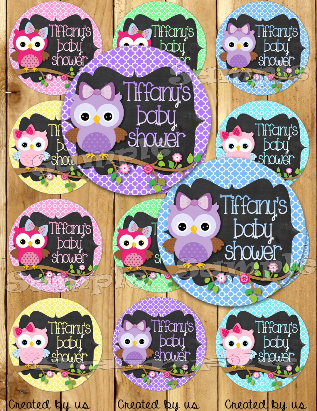 Owl Stickers Baby Shower Decorations Owl Party Favor Tags Thank You Tag ...