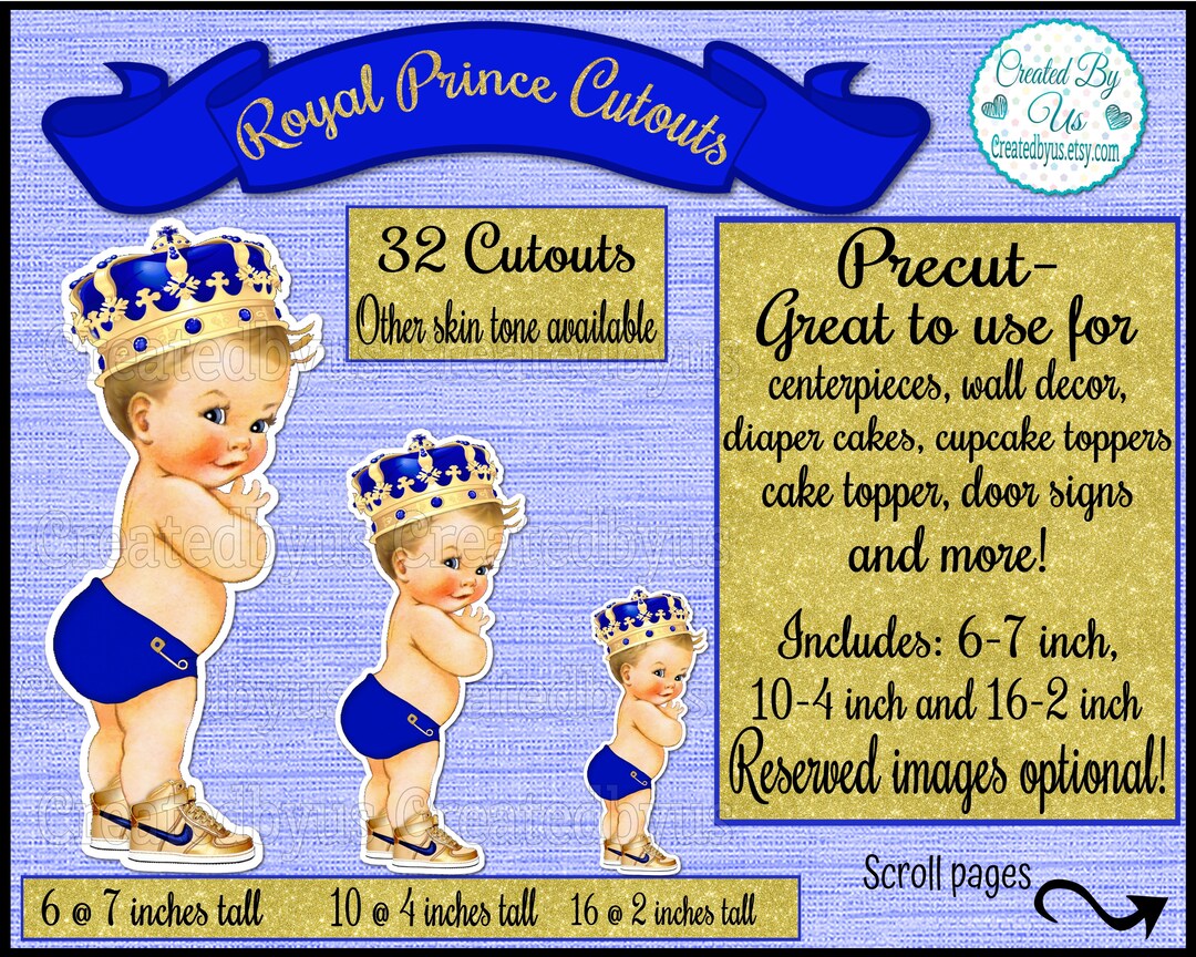 Royal Prince Cutouts Royal Baby Shower Blonde Hair Royal Blue Prince ...