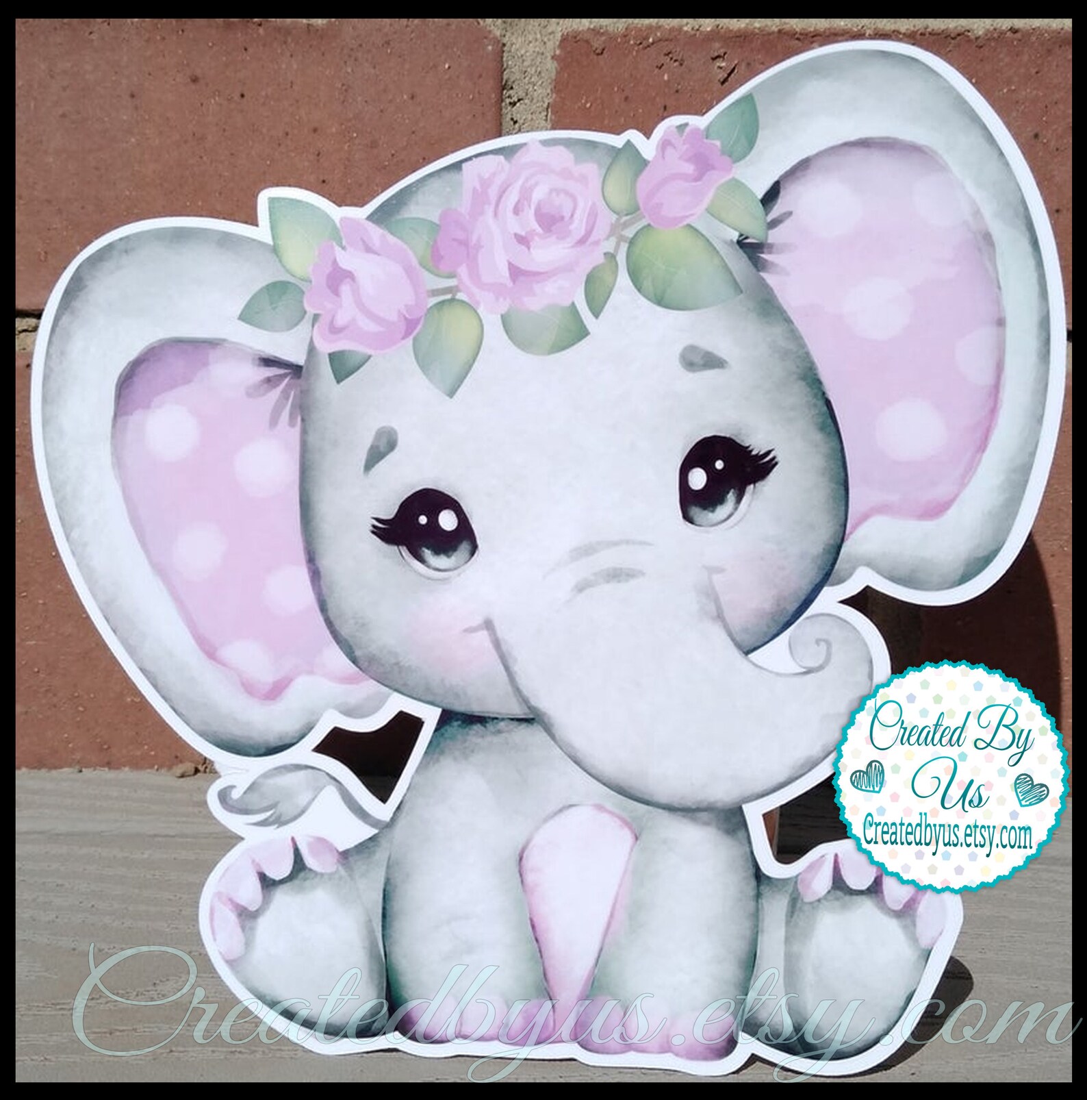 Purple Baby Girl Elephant Cutouts Party Decoration Little Peanut Baby ...