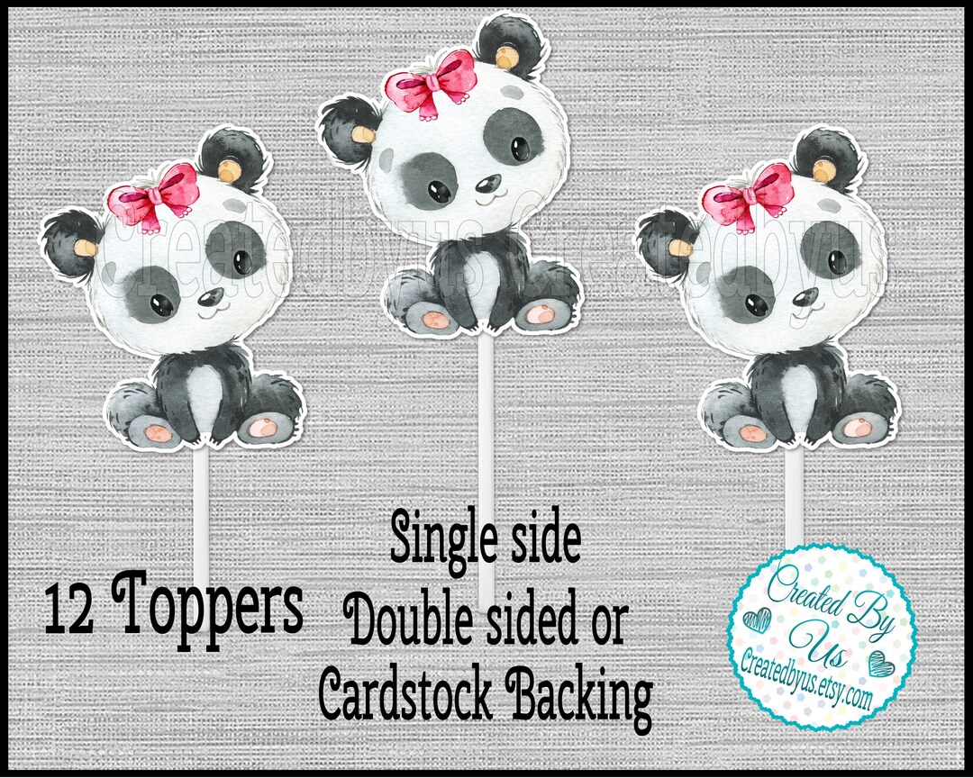 Girl Baby Panda Cupcake Toppers Watercolor Cute Panda Baby Shower ...