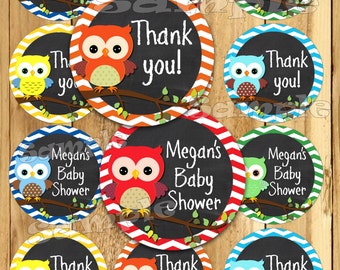 Owl Stickers Baby Shower Decorations Owl Party Favor Tags | Etsy