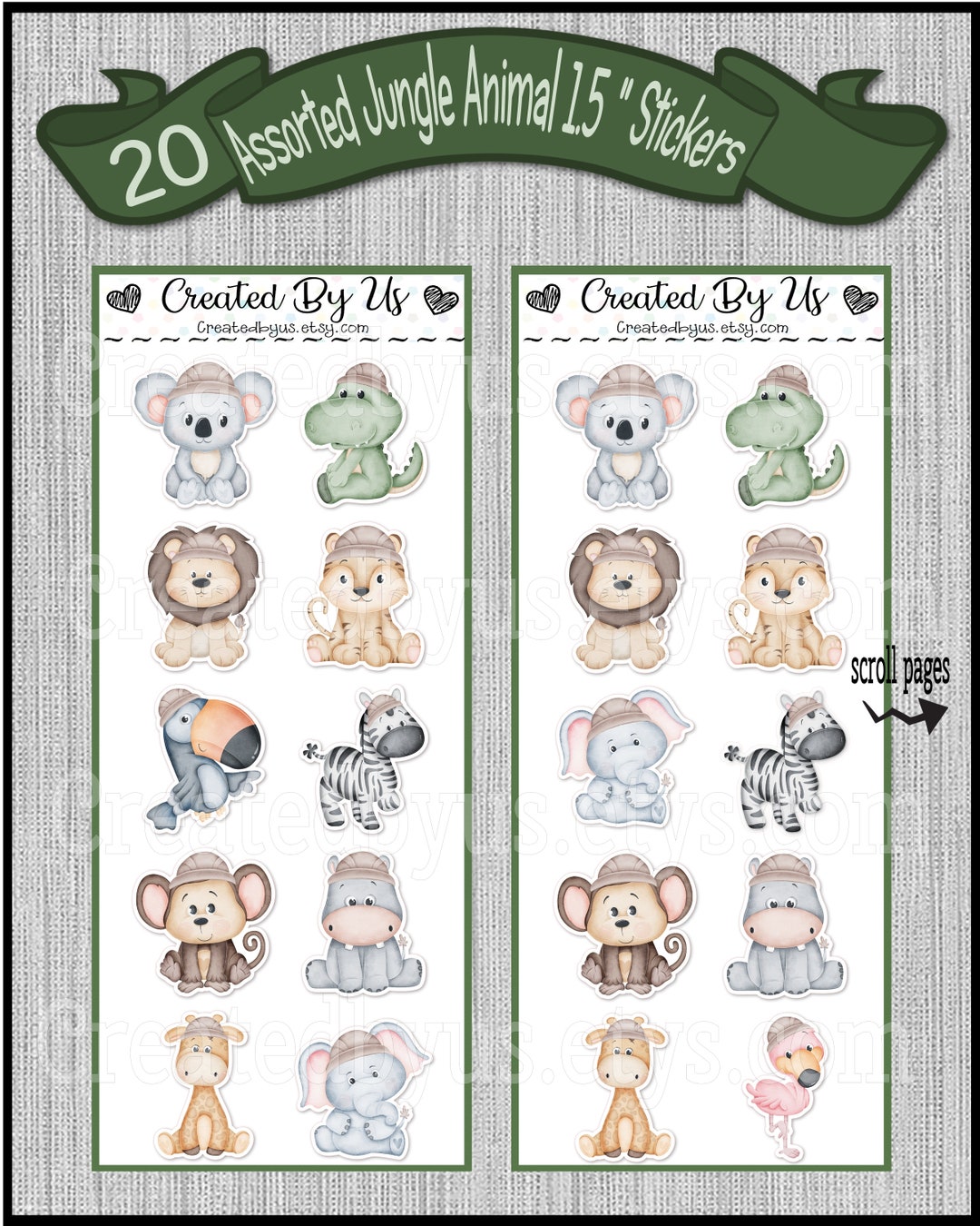 Baby Jungle Safari Stickers Cup Stickers Safari Animal Baby Shower ...