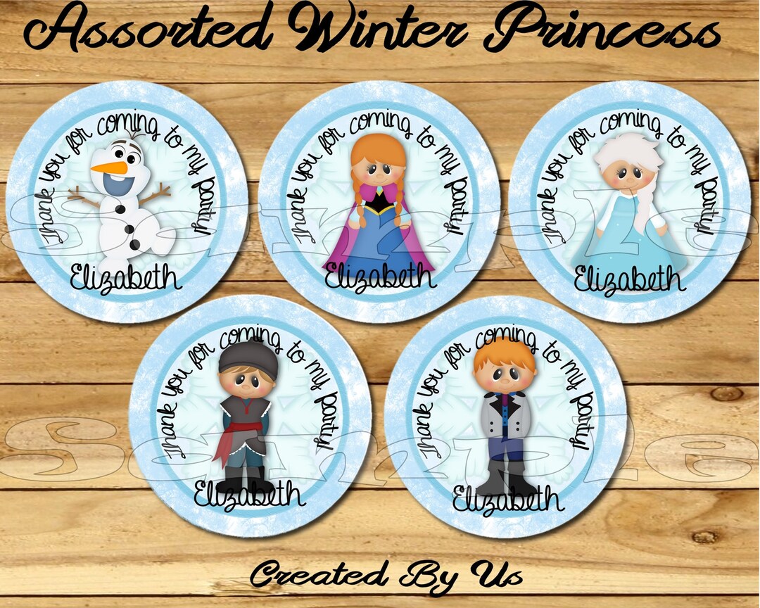 Princess Birthday Stickers Party Favor Tags Thank You Tag Gift Tag ...