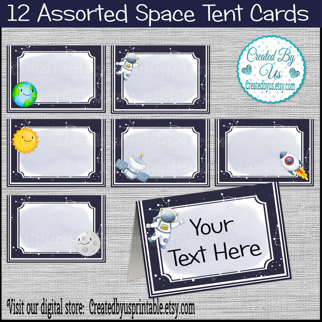 EDITABLE Space Food Cards Name Cards Table Place Cards Astronaut Table ...