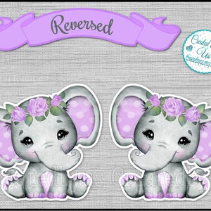 Purple Baby Girl Elephant Cutouts Party Decoration Little Peanut Baby ...
